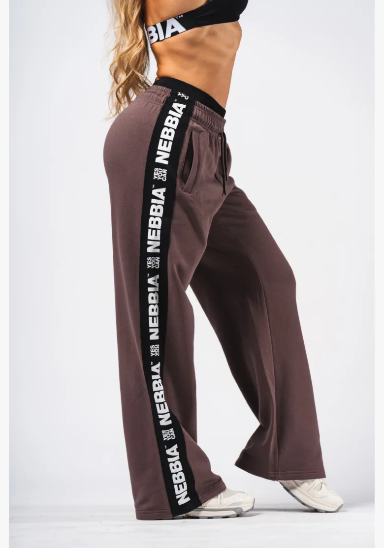 NEBBIA Tepláky Straight Leg URBAN hnědé | NEBSHOP